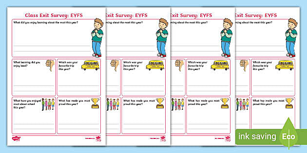 Pupil Voice Reception Class Exit Survey (Teacher-Made)