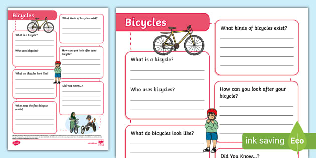 Bicycle Fact File Template (teacher made) - Twinkl