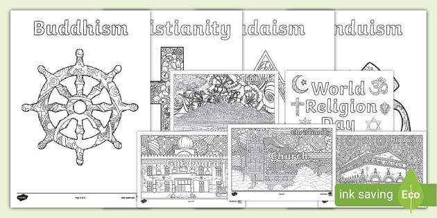 World Religion Day Mindfulness Colouring Sheets - Twinkl