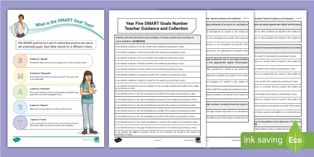 Year 5 SMART Goals Number and Algebra Teacher Guidance and Collection
