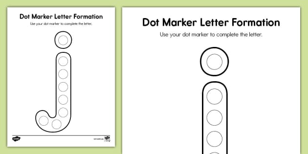 Lowercase Letter j: Dot Marker Letter Formation Activity