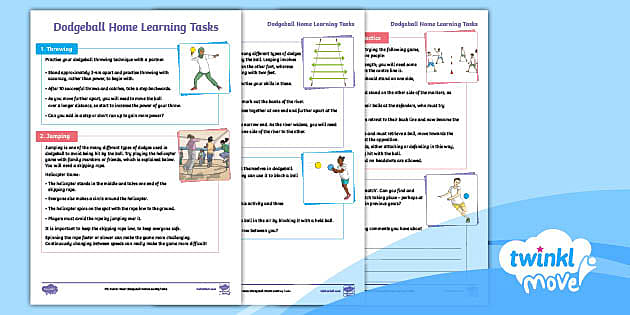 Dodgeball Worksheet For Home Learning | Year 3 Dodgeball