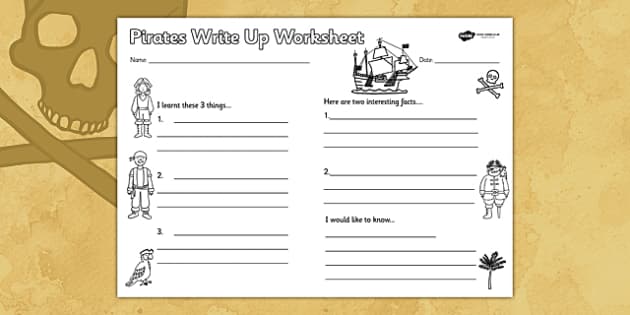 Pirates Write Up Worksheet (teacher made) - Twinkl