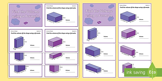 Find the Volume Using a Formula Challenge Cards