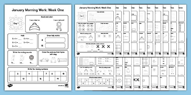 January Morning Work Kindergarten Resource Pack | Twinkl USA