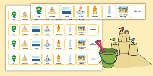 At the Beach AAC Communication Bracelet (teacher made)