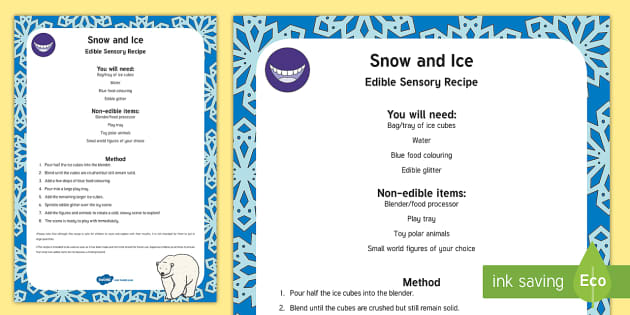 Snow and Ice Edible Sensory Recipe (teacher made) - Twinkl