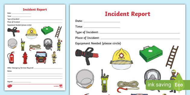 The Fire Station Aistear Incident Report Role-Play Prop Form