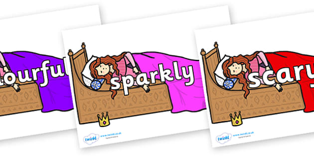 Wow Words on Sleeping Beauty Bed (Teacher-Made) - Twinkl