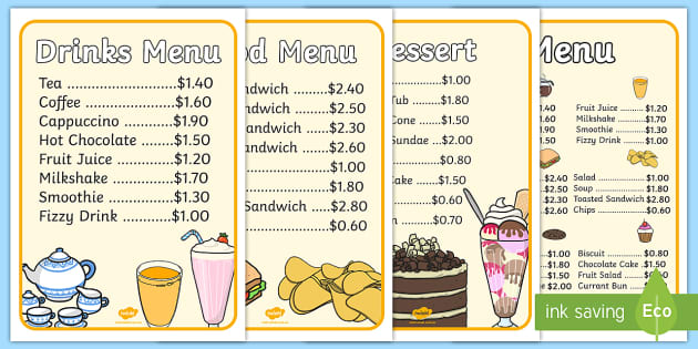 Cafe Menus | Maths Resources | Dollars | Twinkl