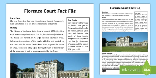 Northern Ireland Florence Court Fact File - Twinkl