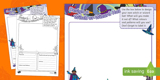 Design a Witch or Wizard Hat Worksheet (teacher made)