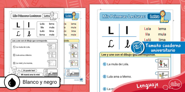 Primeras Lecturas | Lecturas Cortas | Letra L | Solo letra L