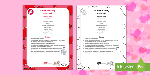 Valentine's Day Sensory Bottle Instruction Sheet | Twinkl