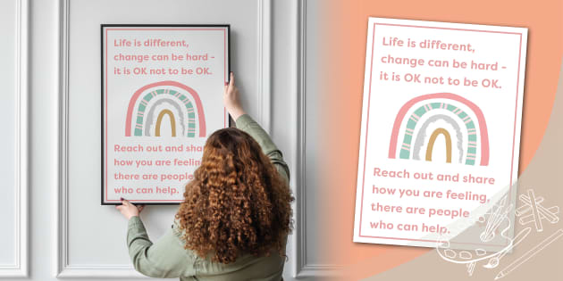 Change Can Be Hard Muted Rainbow-Themed Inspirational Poster