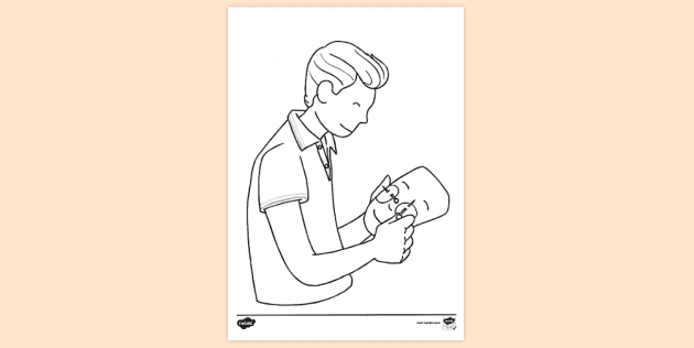 Boy Attaching Colouring | Colouring Sheets (teacher made)