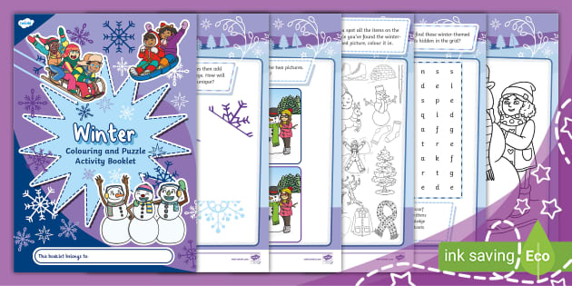 Winter Colouring and Puzzle Activity Booklet (Ages 5 - 7)