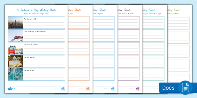 Level 3 - Sentence A Day Differentiated Writing Sheets