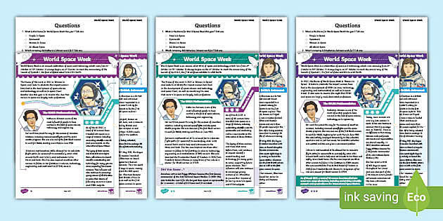 UKS2 World Space Week Differentiated Reading Comprehension
