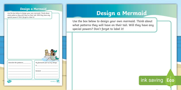 Design a Mermaid Worksheet (Teacher-Made) - Twinkl