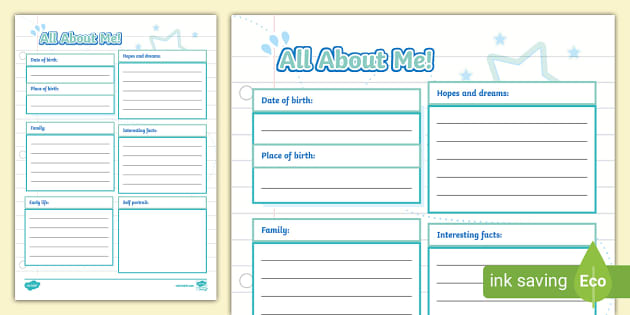 * NEW * All About Me Fact File Template - Twinkl