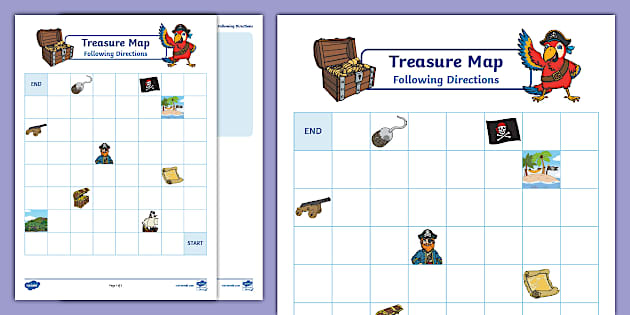 Treasure Map - Following DIrections Pirate Paraphernalia Twinkl