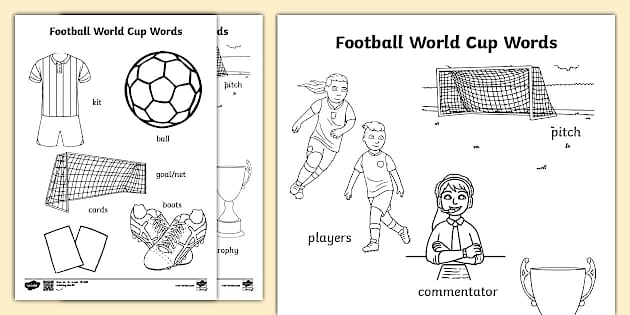 Football World Cup Words Colouring Sheet - Twinkl