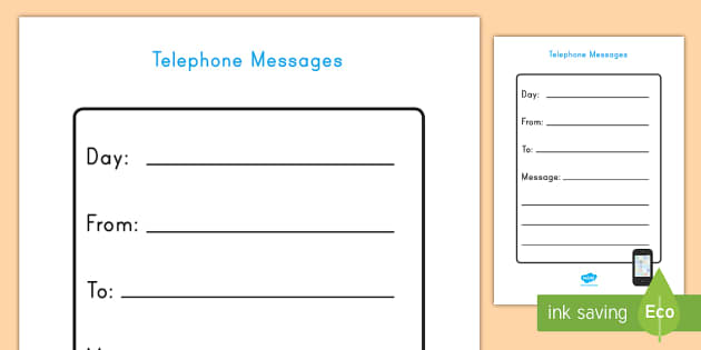 Phone Message Template | Home Living Dramatic Play | Twinkl