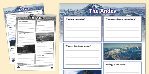 The Andes Fact File Template (l'enseignant a fait) - Twinkl