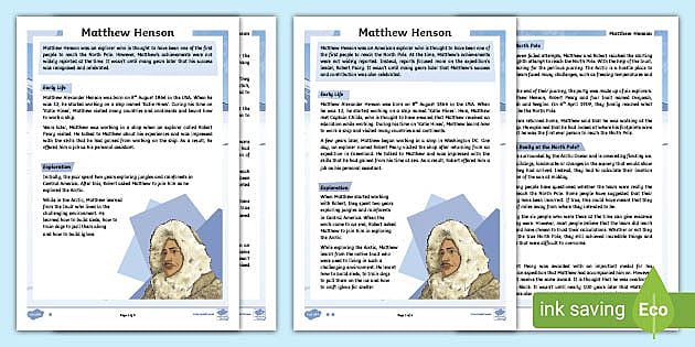 UKS2 Matthew Henson Differentiated Reading Comprehension Activity