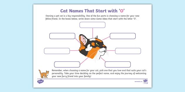 Cat Names That Start with 'O' Activity (teacher made)