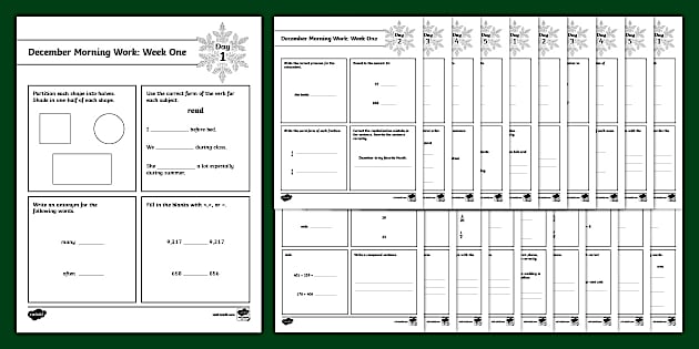 Third Grade December Morning Work Bundle (teacher made)