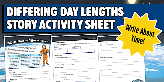 Differing Day Lengths Story Activity Sheet