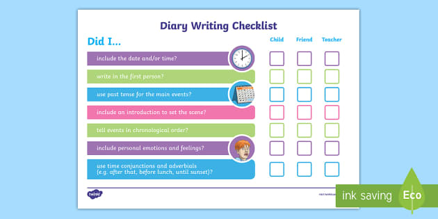 LKS2 Diary Writing Checklist Diary Diaries Writing Diaries