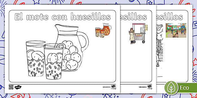 Hoja para Colorear El mote con huesillos