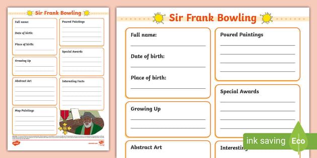 Sir Frank Bowling Fact File Template (teacher made) - Twinkl