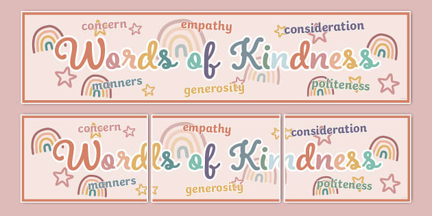 Muted Rainbow-Themed Words of Kindness Display Banner