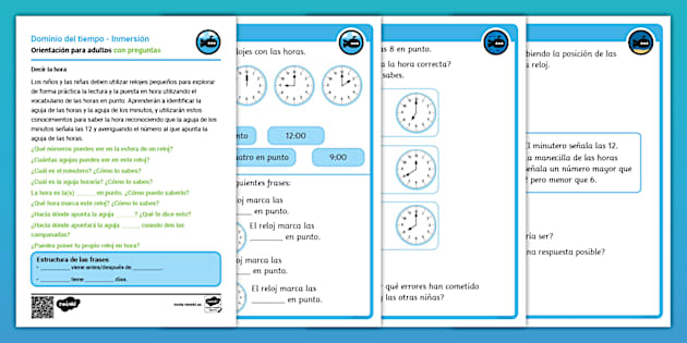 Dominio de la hora en 1º de Primaria: Unidad 5 - Tarjetas para decir la ...