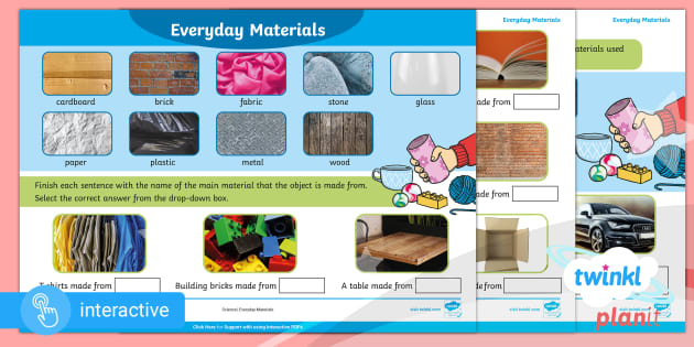 Interactive PDF: Home Learning: Year 1: Everyday Materials