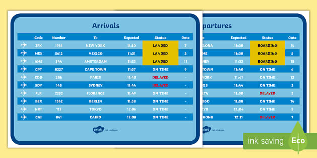 Airport Arrivals and Departures Screens