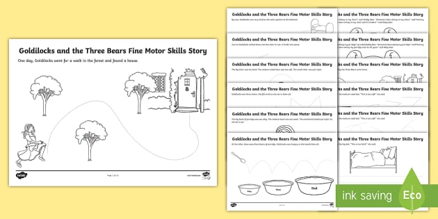 Goldilocks and the Three Bears Fine Motor Skills Story Worksheet
