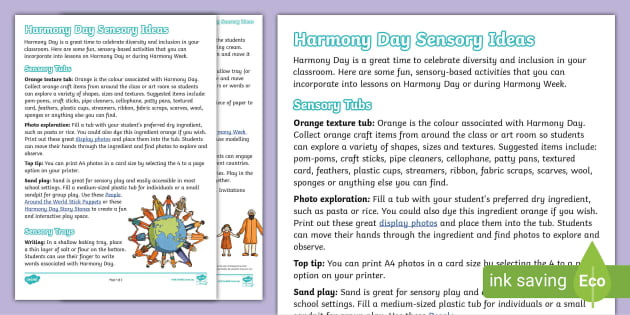 Harmony Day Sensory Ideas - Twinkl