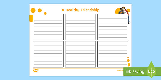 Healthy Friendship Description Writing Template - Twinkl