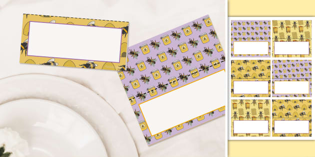 Bee Themed Place Name Cards | Twinkl Party (teacher made)