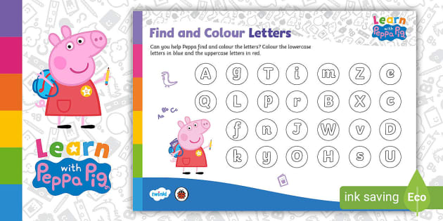 FREE! - Peppa Pig: Find and Colour Letters Activity - Twinkl