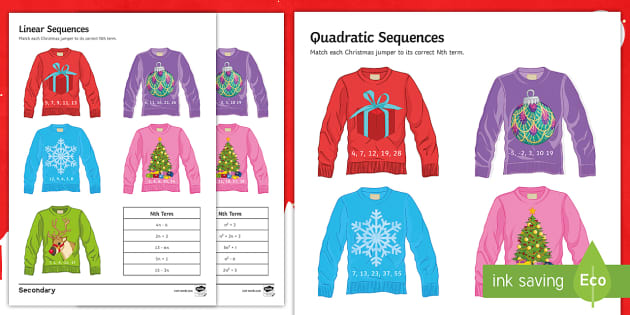 Maths Christmas: Jumper Sequence Matching Worksheets