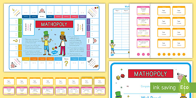 Addition and Subtraction Mathopoly Game (teacher made)
