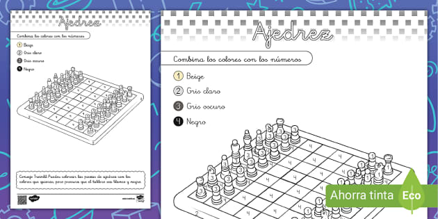 Colorea por números: Ajedrez (Hecho por educadores)