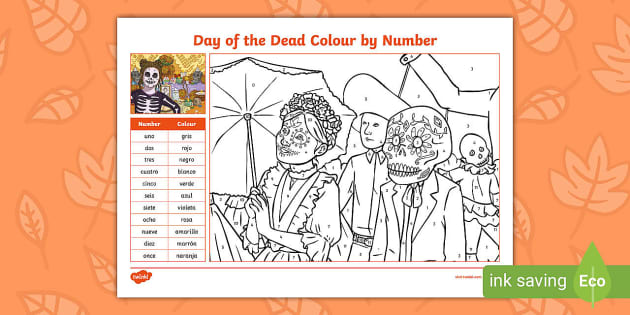 👉 Spanish: Day of the Dead Colour by Number - Twinkl