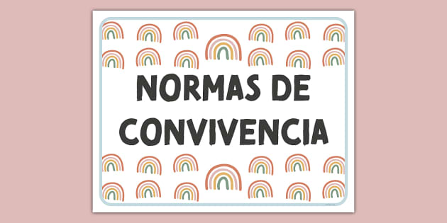 Póster: Normas de Convivencia - Diseño Arcoíris Pastel